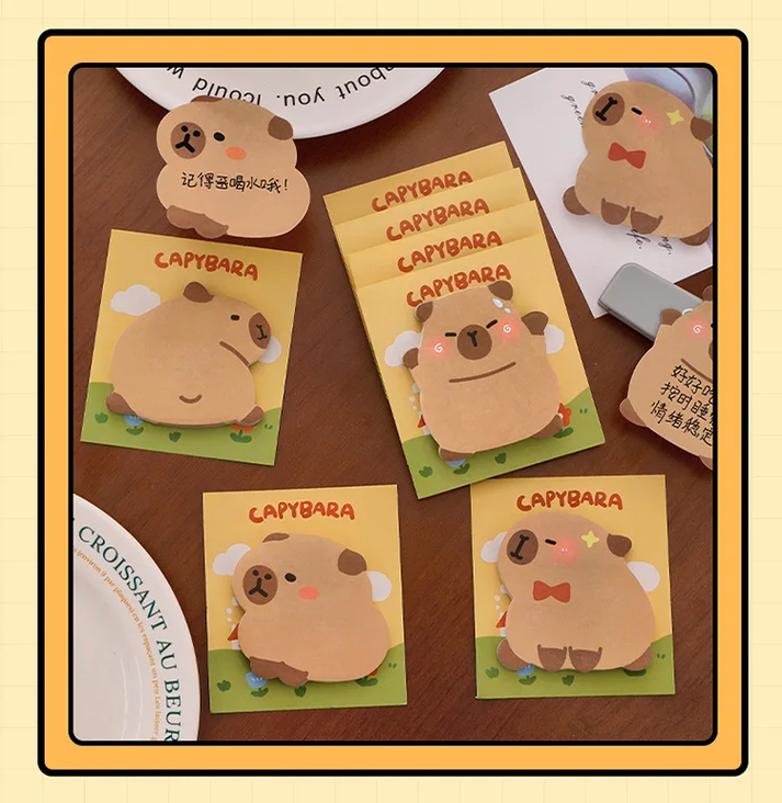 Capybara Sticky Memo Notes (Set of 4 Pads) – Ice Cream Cake