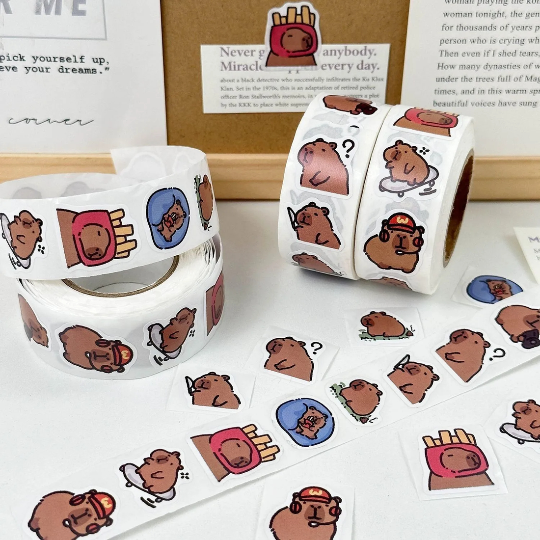 Capybara Reward Sticker Roll (500 stickers) – Ice Cream Cake