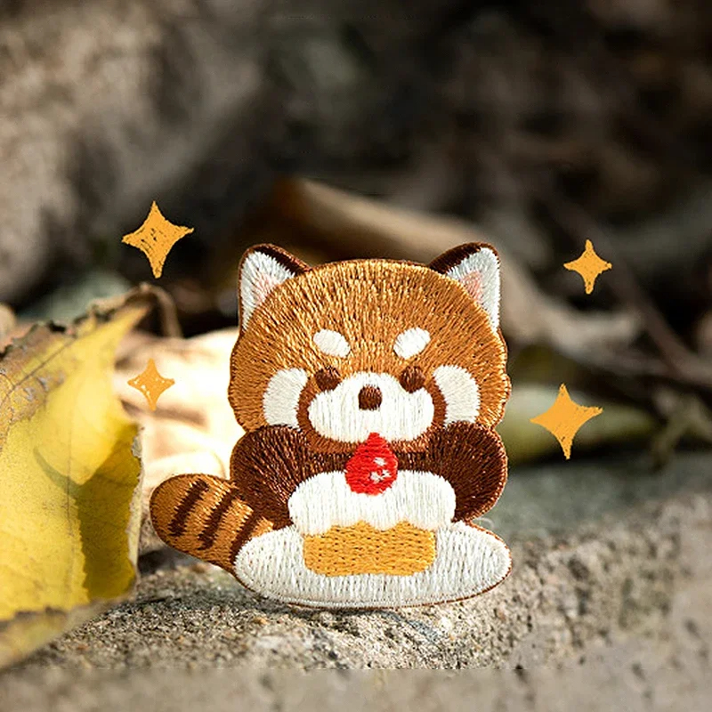 Red Panda Embroidered Iron-On Patch (12 Designs) – Ice Cream Cake