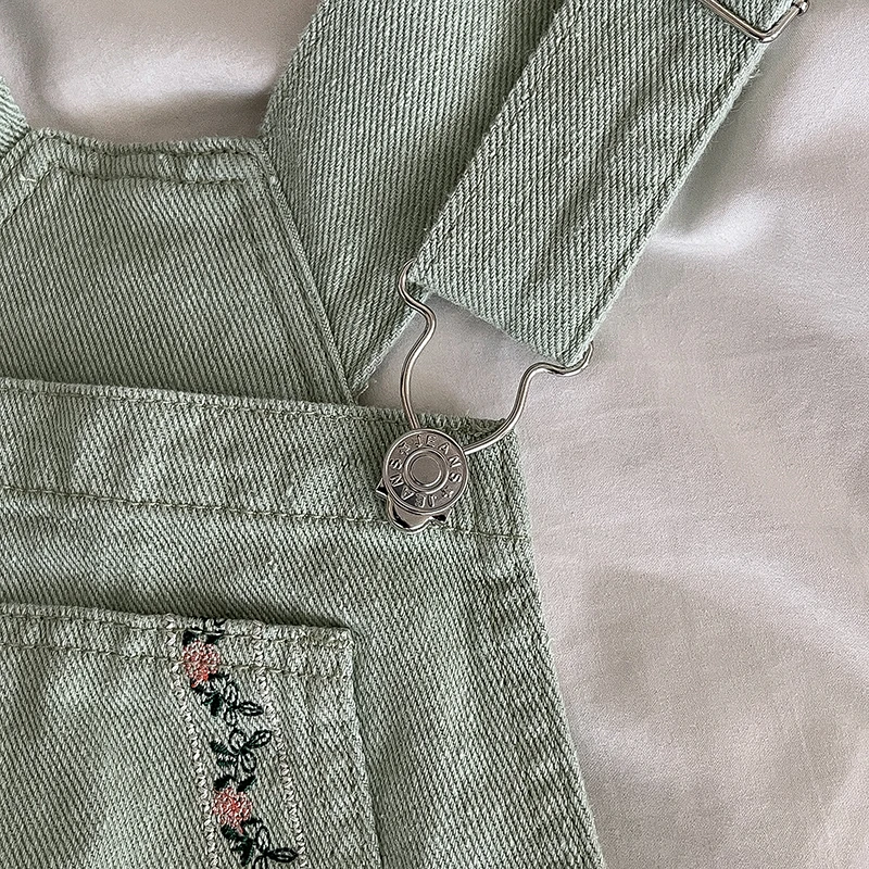 Mint Flower Embroidery Overalls – Ice Cream Cake