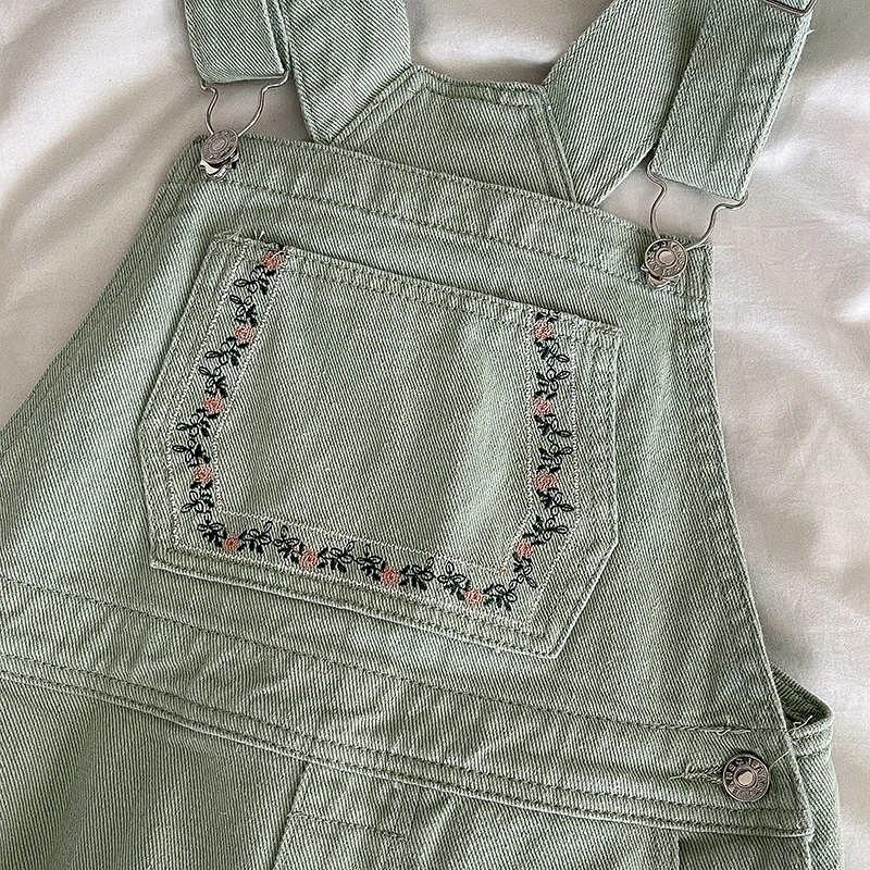 Mint Flower Embroidery Overalls – Ice Cream Cake