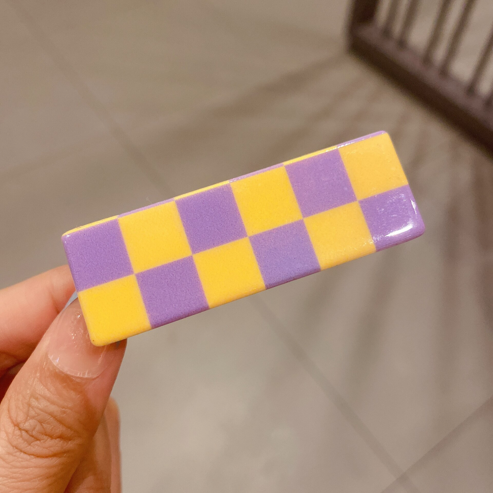 Glossy Checkerboard Hair Clip (8 Colours) – Ice Cream Cake