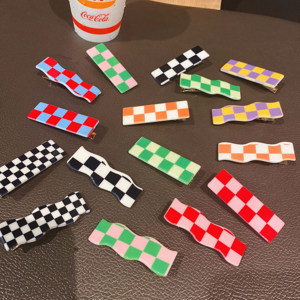 Glossy Checkerboard Hair Clip (8 Colours) – Ice Cream Cake