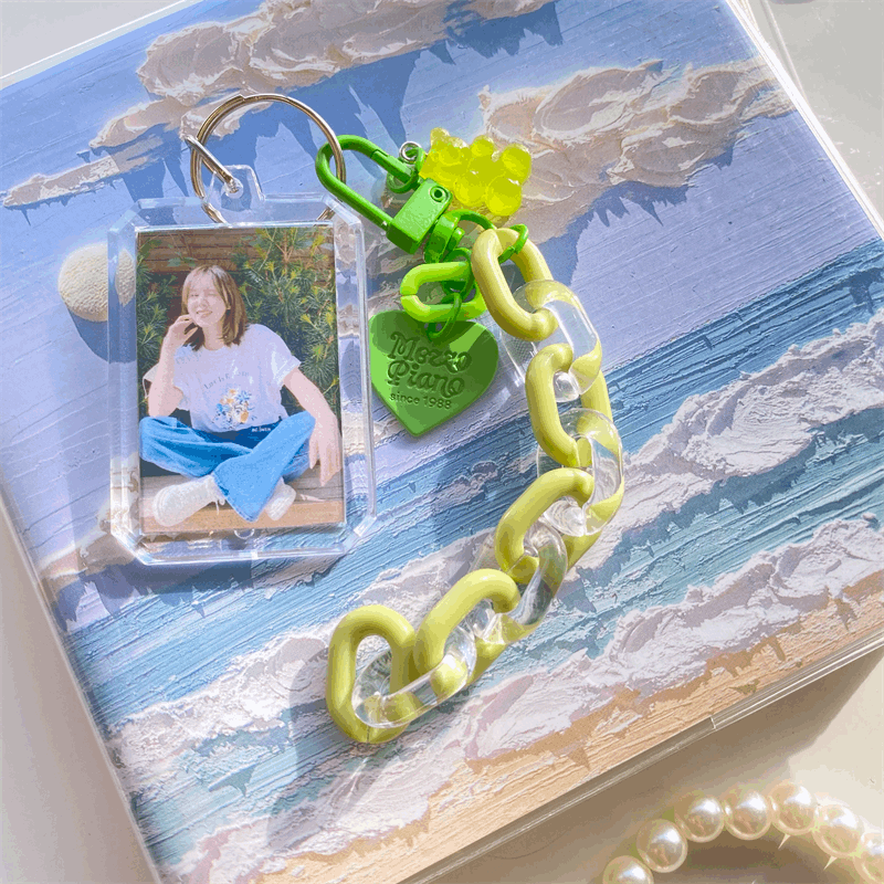 Acrylic Charm Chain Photo Frame Keychain (8 Colours) – Ice Cream Cake