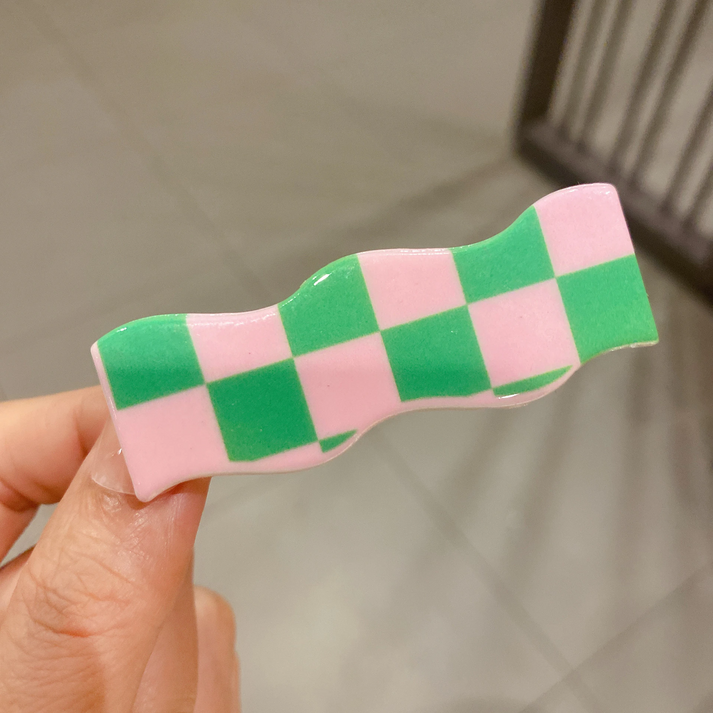 Glossy Checkerboard Hair Clip (8 Colours) – Ice Cream Cake