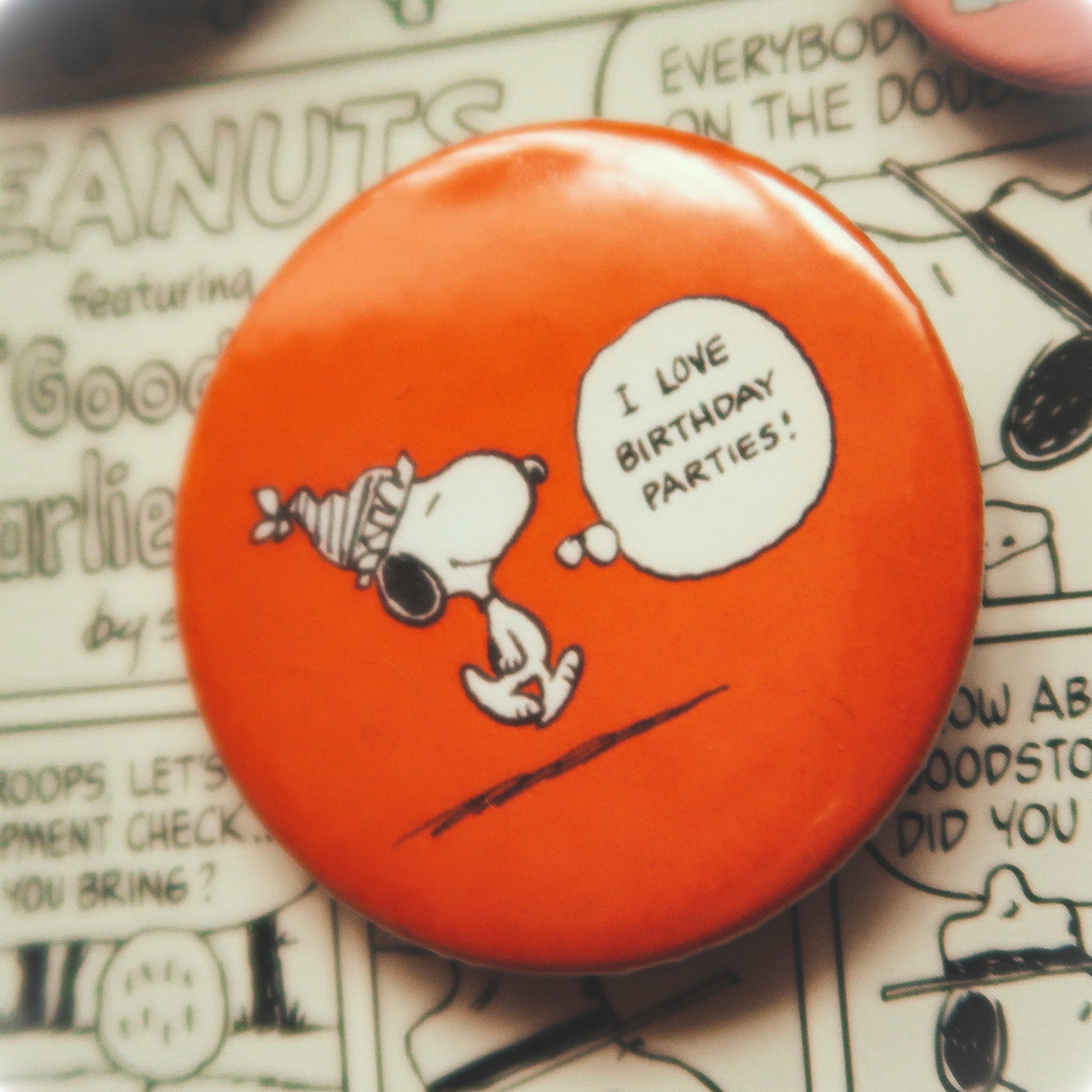 Snoopy/ Peanuts Comics Vintage Style Button Pin Badges – Ice Cream Cake