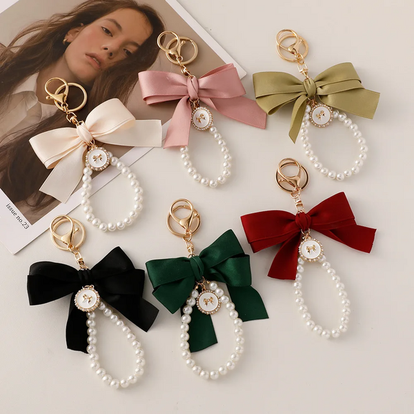 Coquette Ribbon Bow and Pearls Clip On Charm (6 Colours) – Ice Cream Cake