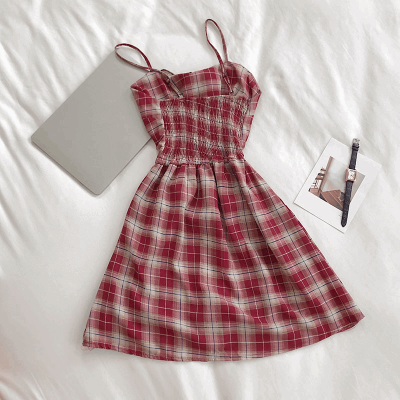 90s Check Pattern Dress (5 Colours) – Ice Cream Cake