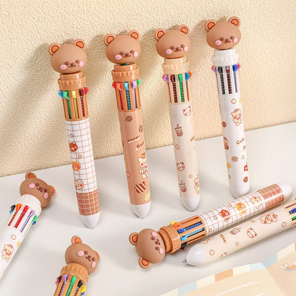 10 Colour Teddy Bear Pen (4 Designs) – Ice Cream Cake