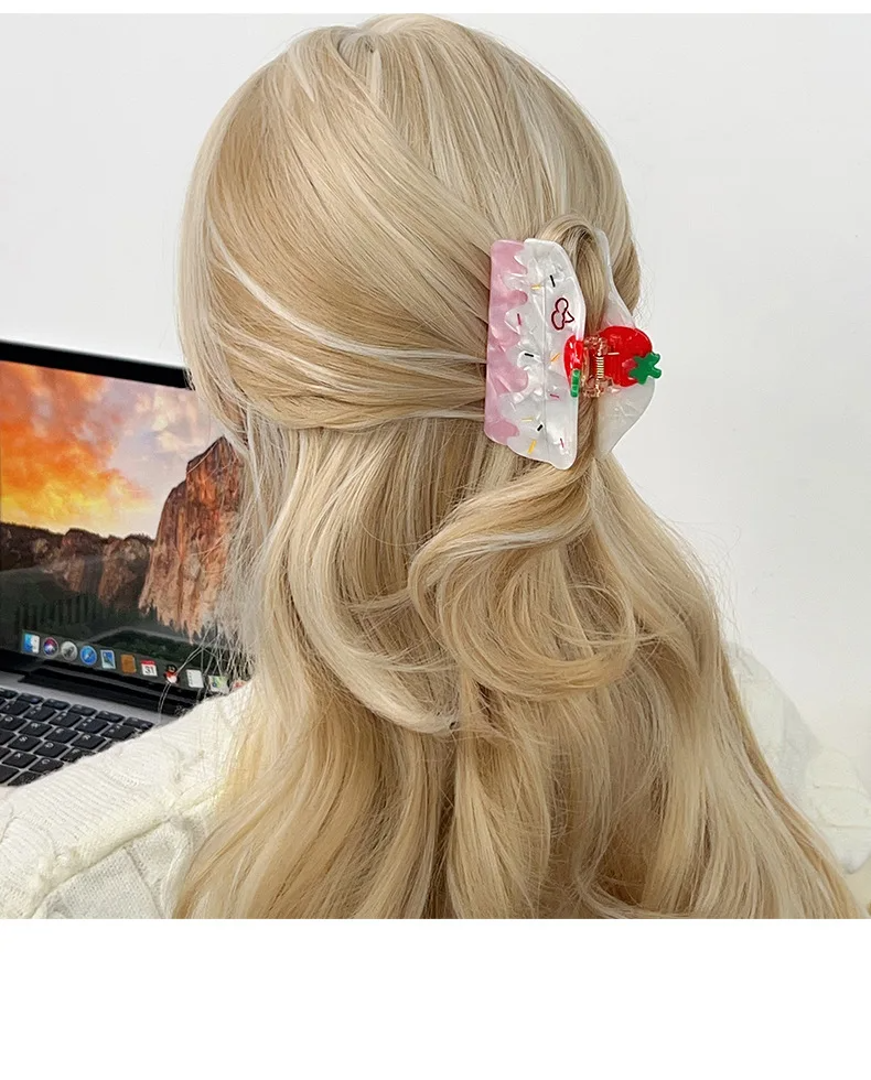 Strawberry Cake Acrylic Hair Claw Clip – Ice Cream Cake