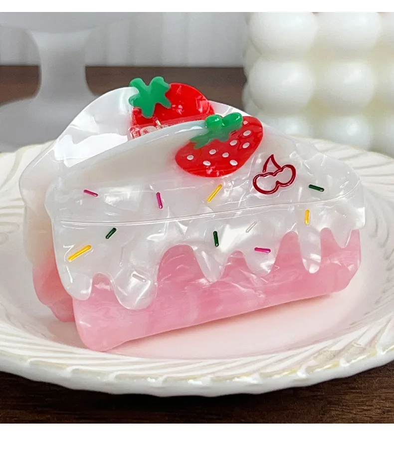 Strawberry Cake Acrylic Hair Claw Clip – Ice Cream Cake