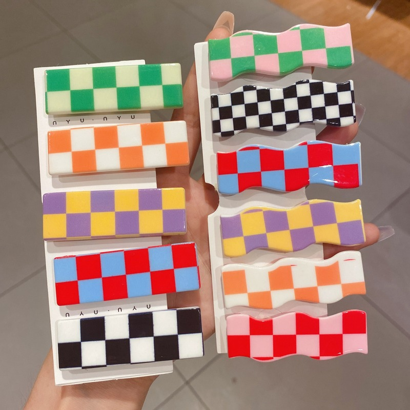 Glossy Checkerboard Hair Clip (8 Colours) – Ice Cream Cake