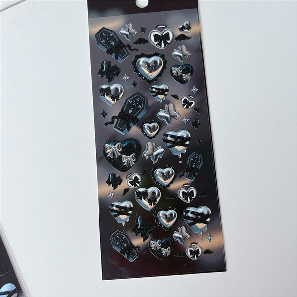 Pastel Goth Heart Deco Stickers (6 Colours) – Ice Cream Cake