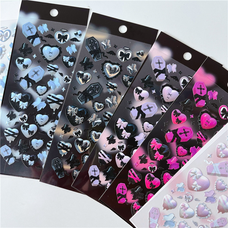 Pastel Goth Heart Deco Stickers (6 Colours) – Ice Cream Cake
