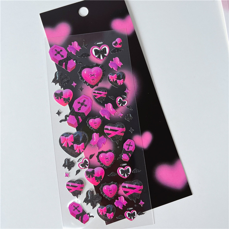 Pastel Goth Heart Deco Stickers (6 Colours) – Ice Cream Cake