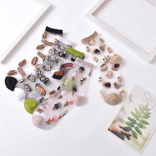Transparent Food Pattern Ankle Socks (9 Designs) – Ice Cream Cake