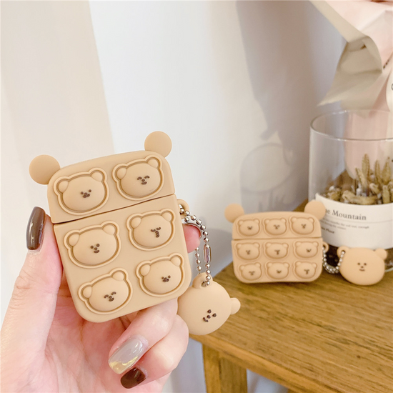 Teddy Bear Fidget Airpod Case Cover – Ice Cream Cake