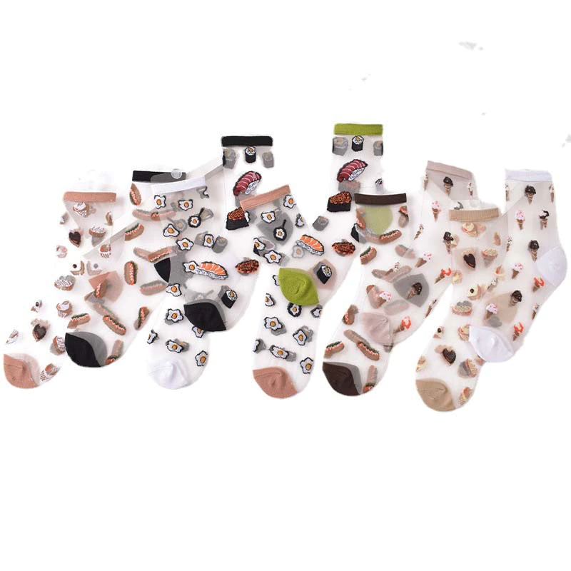 Transparent Food Pattern Crew Socks (9 Designs) – Ice Cream Cake