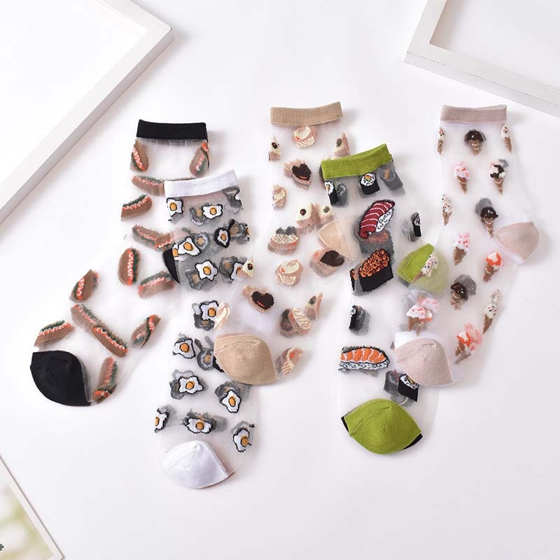 Transparent Food Pattern Crew Socks (9 Designs) – Ice Cream Cake