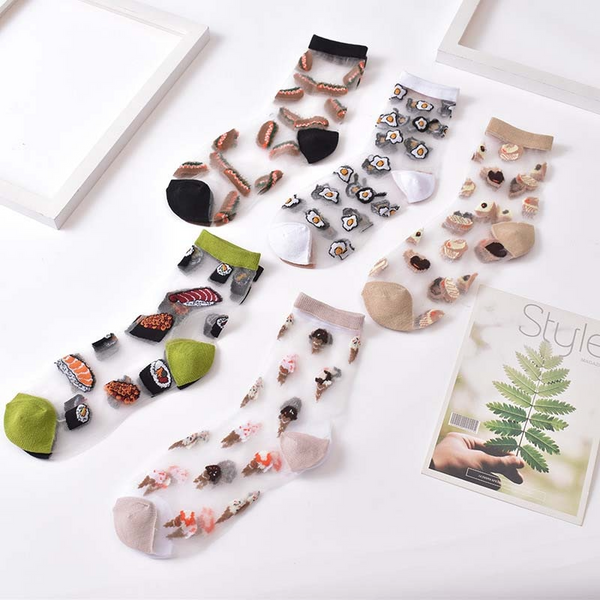 Transparent Food Pattern Crew Socks (9 Designs) – Ice Cream Cake