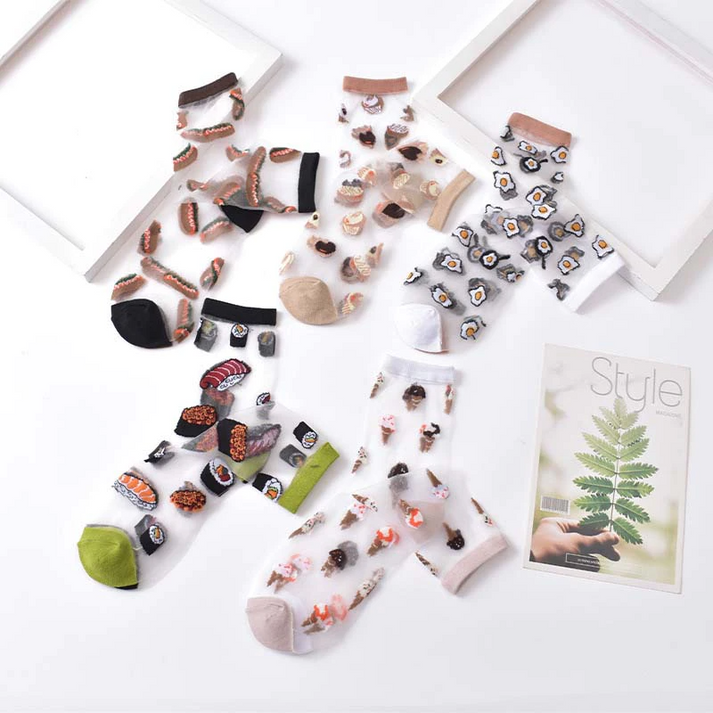 Transparent Food Pattern Crew Socks (9 Designs) – Ice Cream Cake