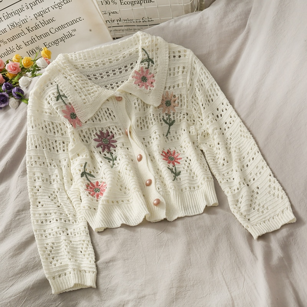 Collared Cottagecore Flower Cardigan (3 Colours) – Ice Cream Cake