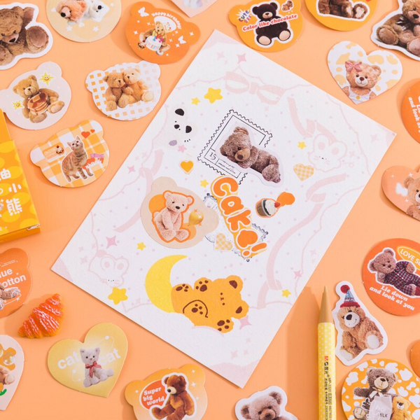 Y2K Teddy Bear Sticker Sets (45 Stickers) – Ice Cream Cake