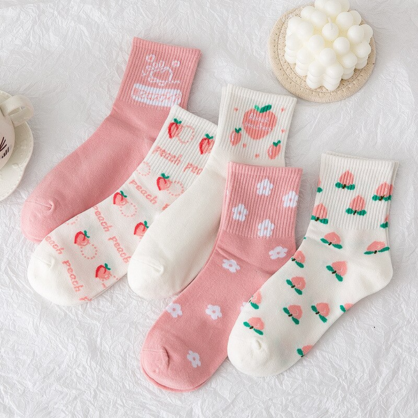 Pink Peach Party Ankle Socks (7 Designs) – Ice Cream Cake