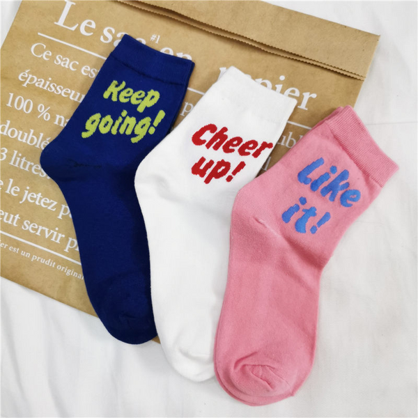 Pep Slogan Ankle Socks (4 Designs) – Ice Cream Cake