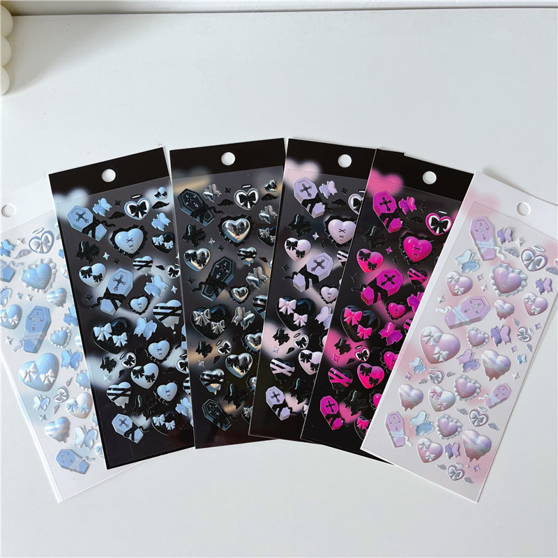 Pastel Goth Heart Deco Stickers (6 Colours) – Ice Cream Cake