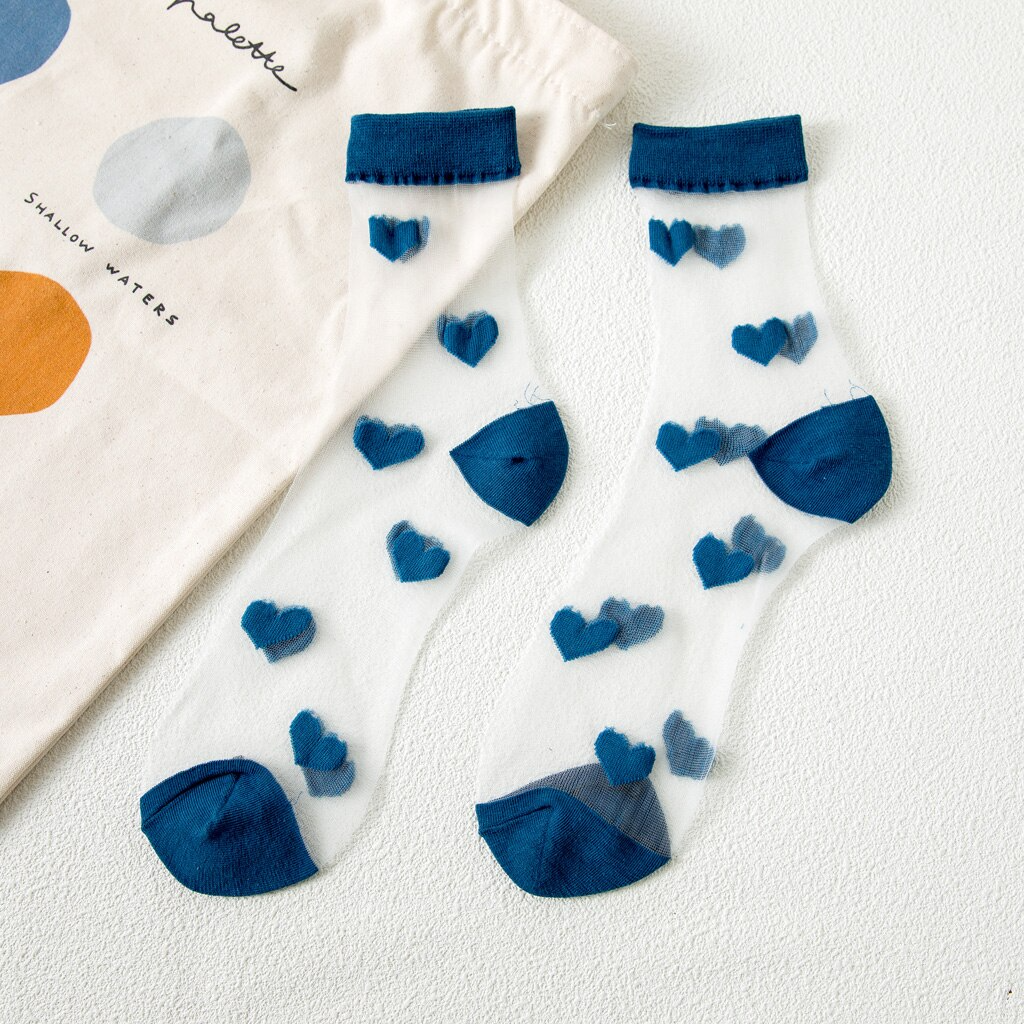 Transparent Heart Pattern Crew Socks (8 Colours) – Ice Cream Cake