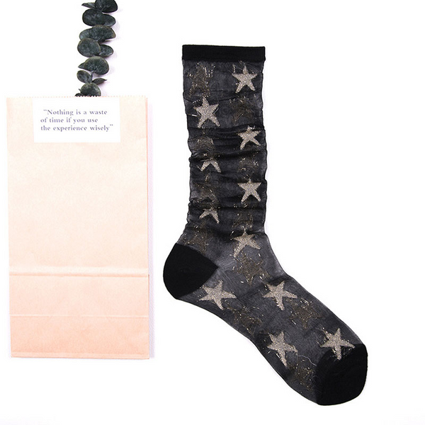 Black Transparent Glitter Star Socks – Ice Cream Cake