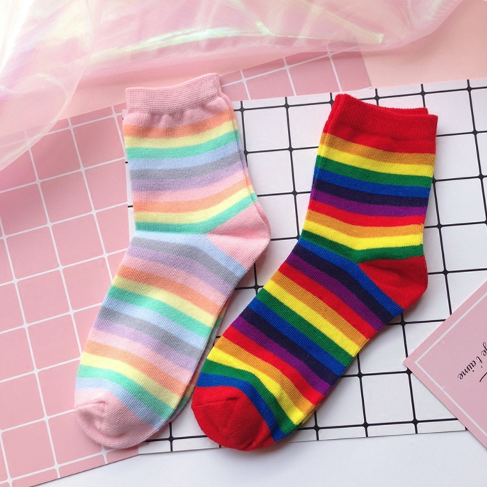 Rainbow Crew Socks (2 Colours) – Ice Cream Cake